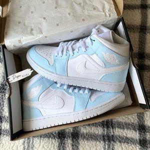 Jordan | Shoes | Custom Light Blue Air Jordan Mids | Poshmark